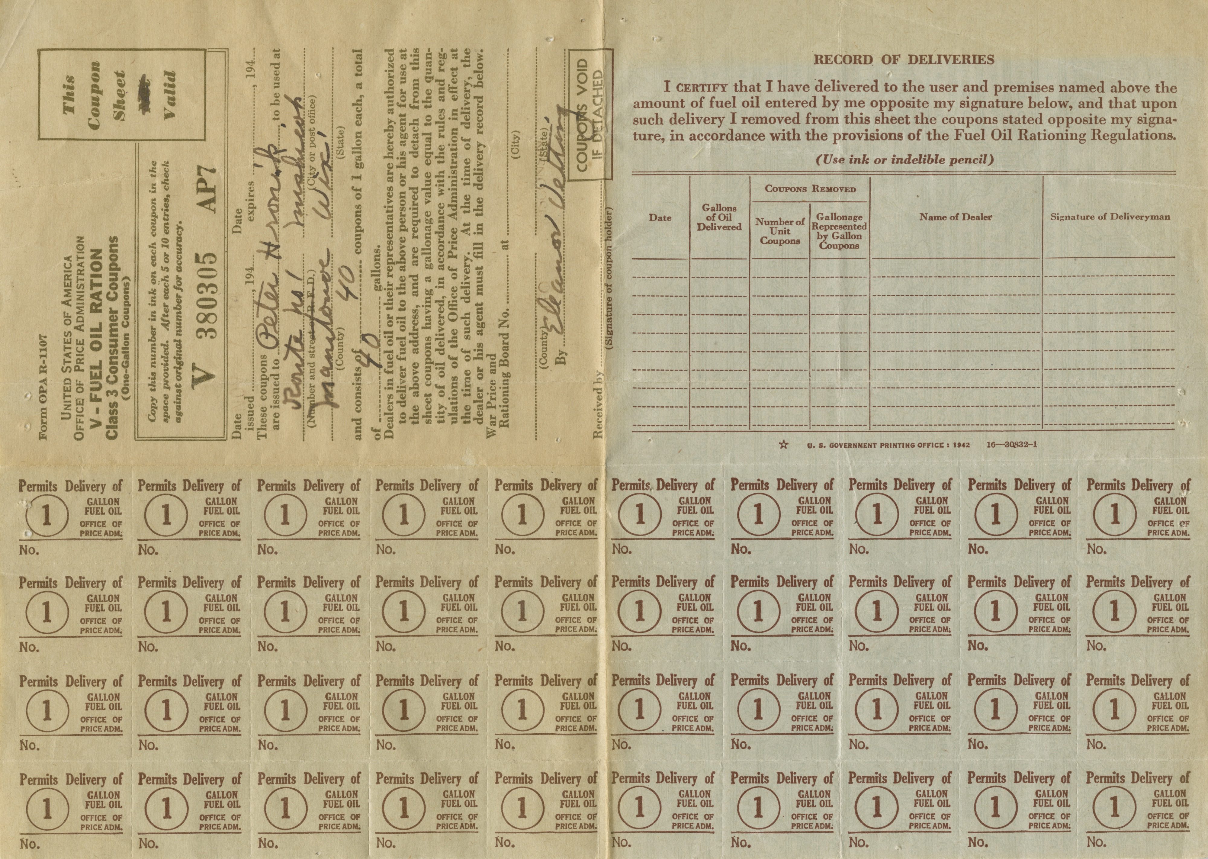 World War II Fuel Oil Rations – Mishicot Historical Museum
